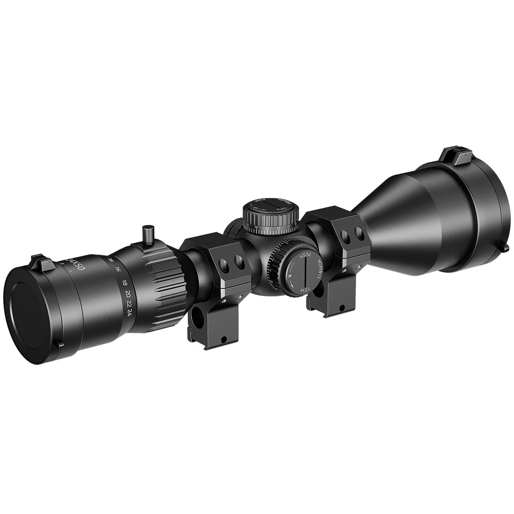 PINTY 6-24x50 FFP Tactical Hunting Scope Zero-Stop Scope Rings Red Gre