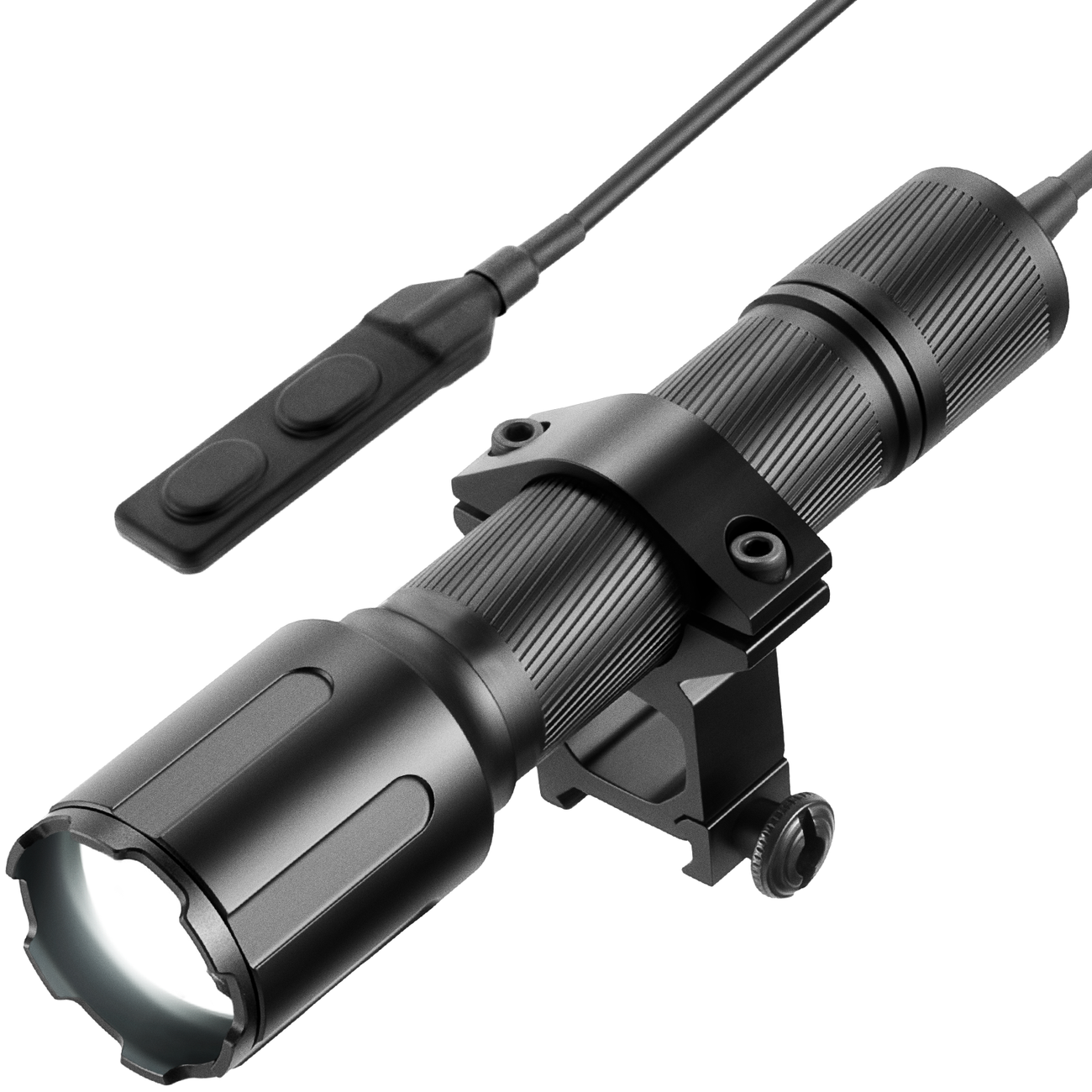 3000 Lumen Tactical Flashlight with Pressure Switch & Mounting Rings,