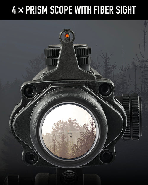 4x32 Prism Scope, Compact Tactical Rifle Scope with Fiber Reticle Sigh