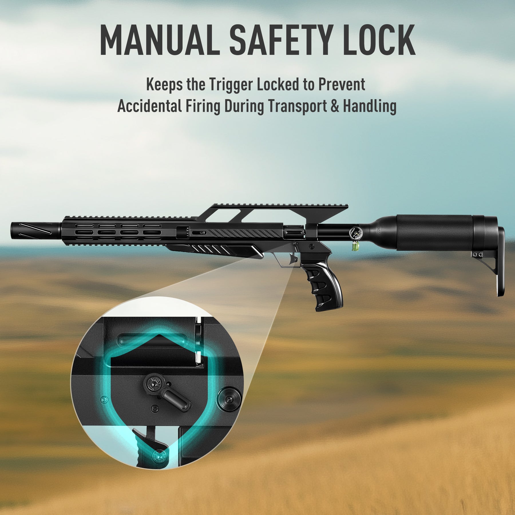 .22 Cal PCP Pellet Gun Air Rifle with 850 fps Velcoity & Picatinny Rai