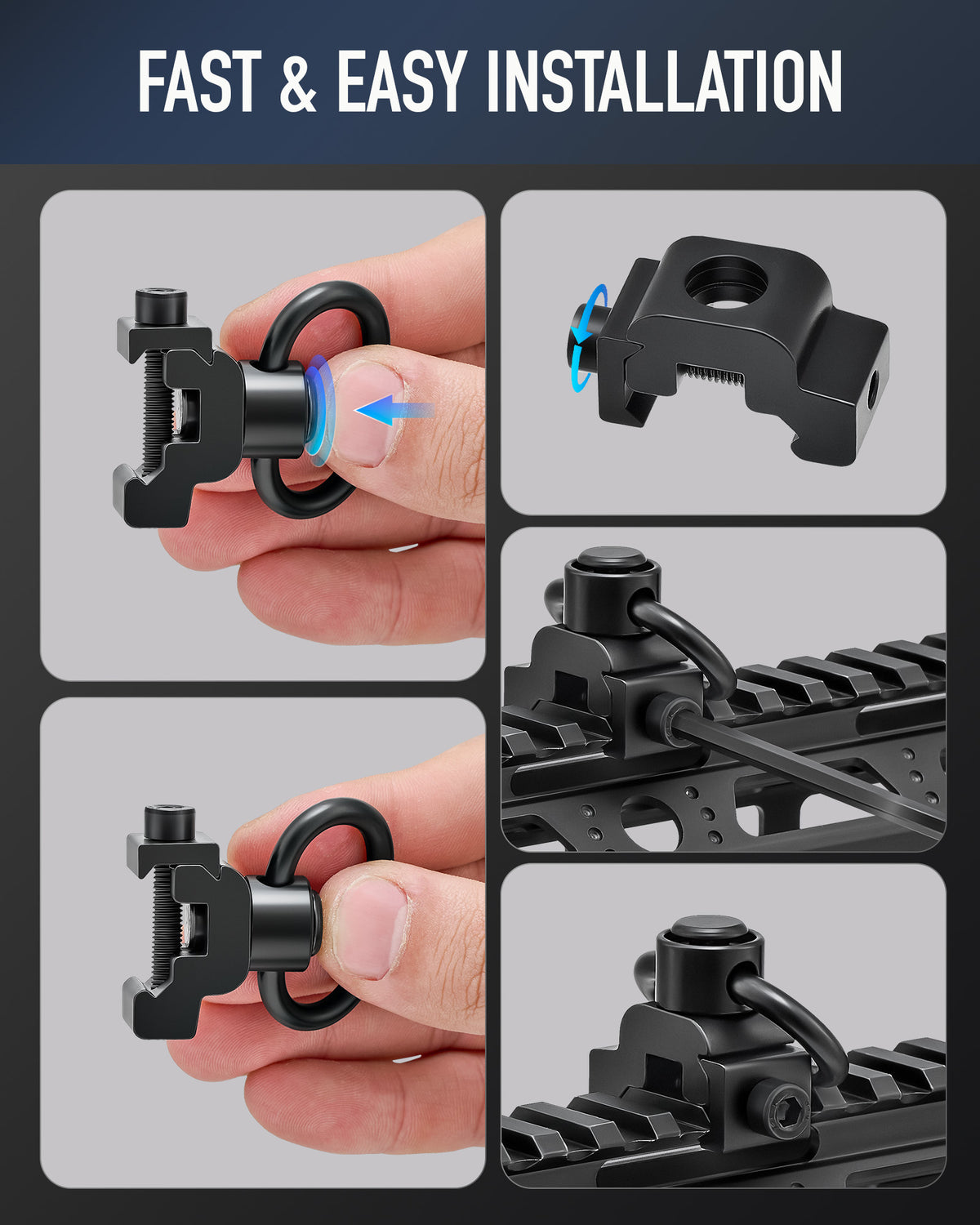 Picatinny Sling Mount 360° Rotation Swivel Picatinny Rail Sling Attach