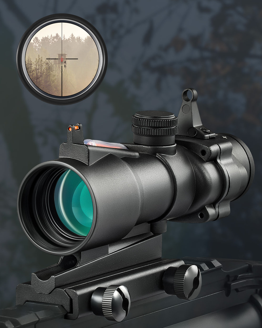 4x32 Prism Scope, Compact Tactical Rifle Scope with Fiber Reticle Sigh