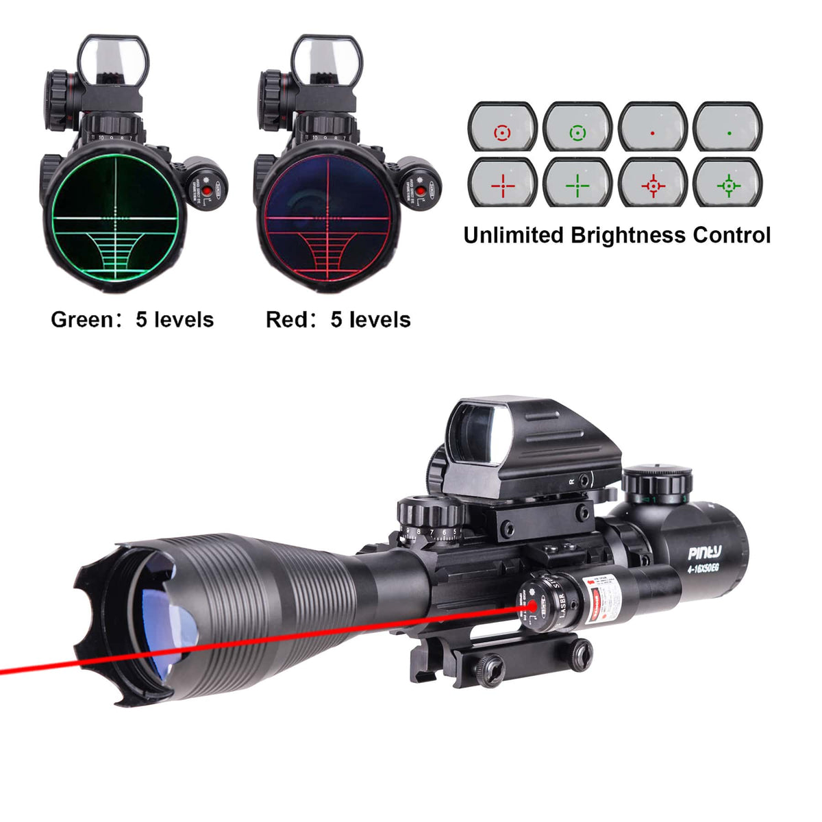 3 in 1 Scope Combo, 4-16x50EG Illuminated Rangefinder Rifle Scope ...