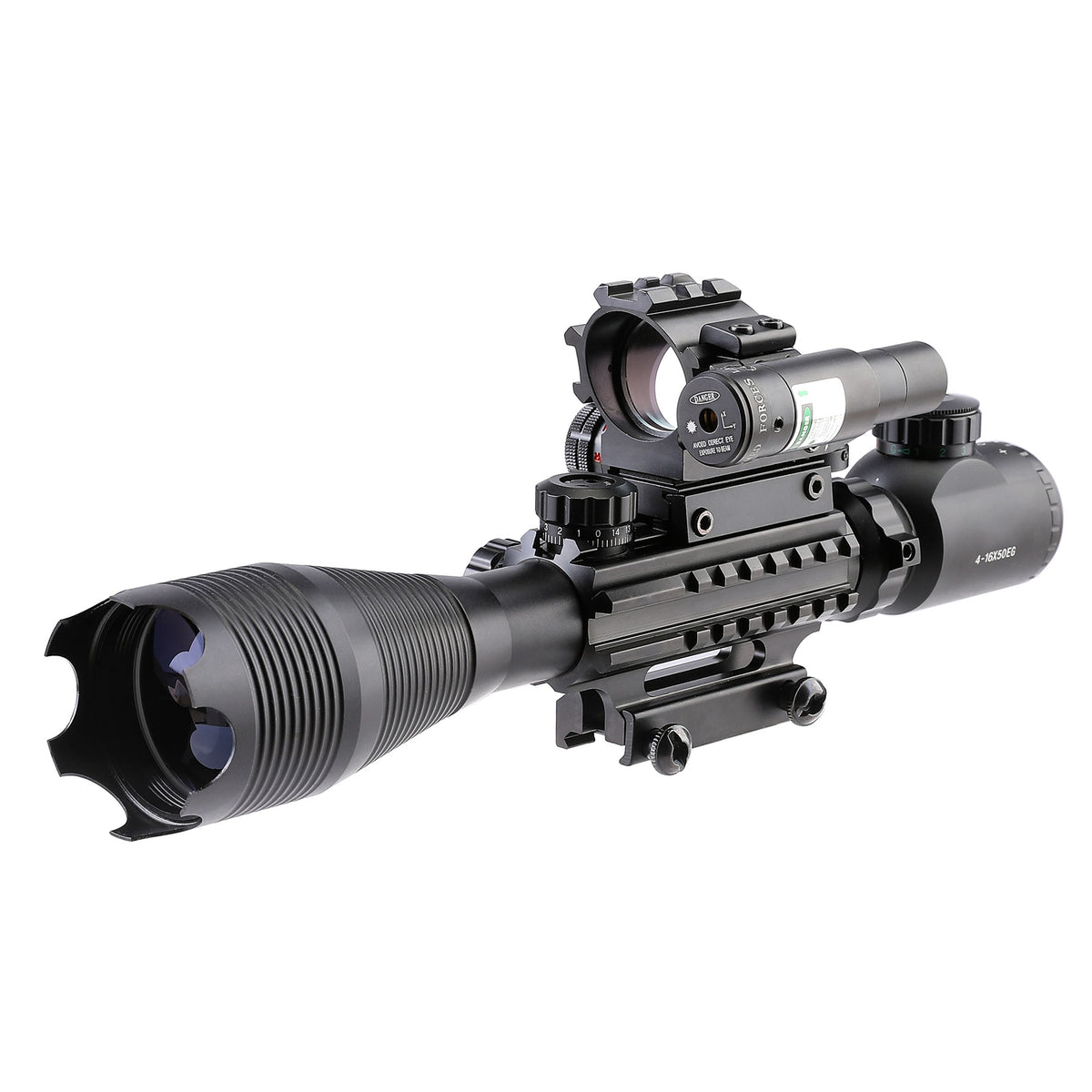 4-in-1 4-16x50 EG Riflescope Kit, Dot Laser, Reflex Sight, Green Laser ...