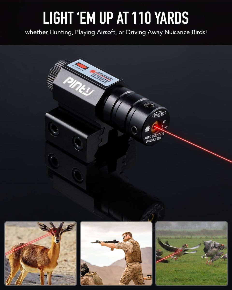 Tactical Red Laser Sight with Mount and Batteries for Picatinny Weaver – Pinty Scopes