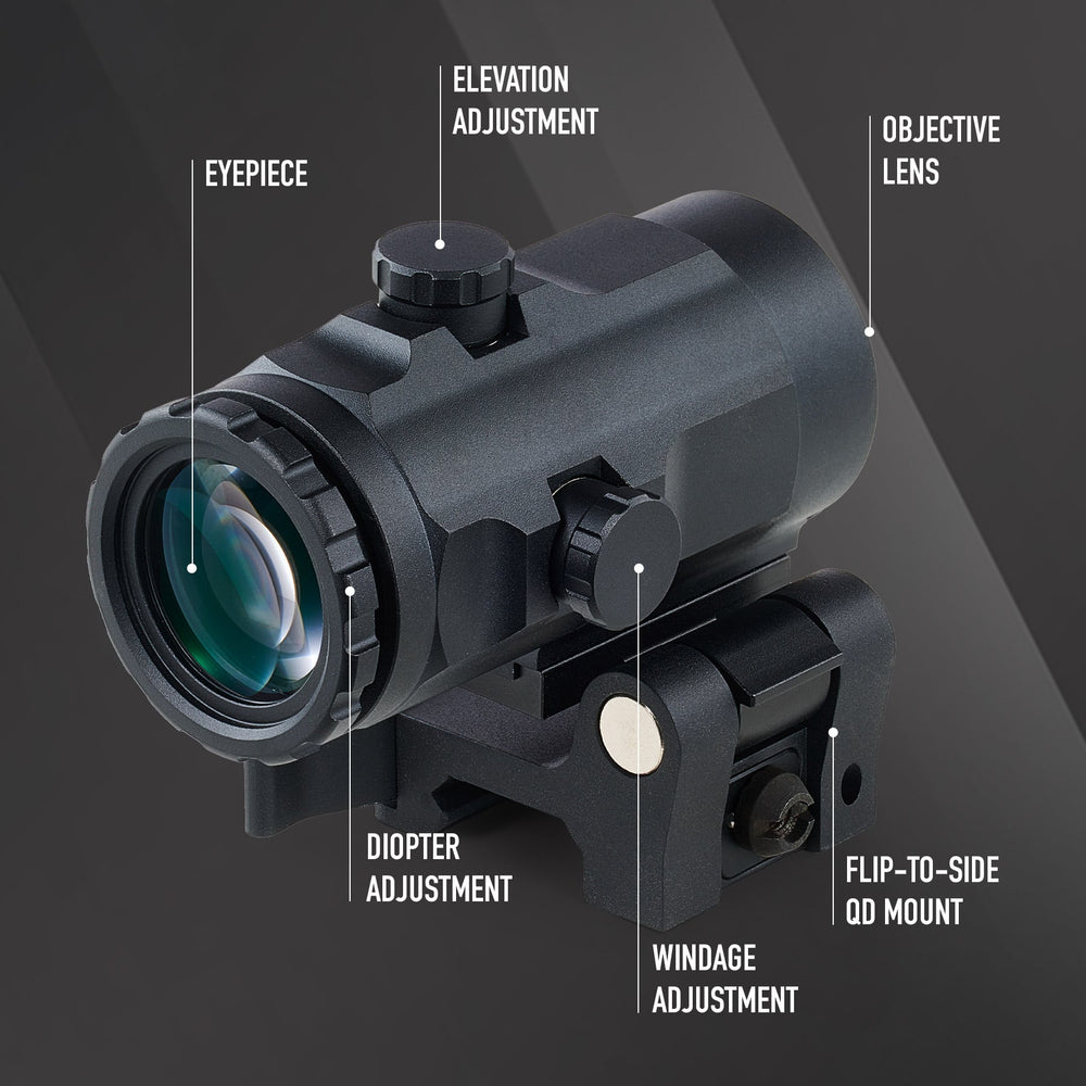 3x22 Reflex Sight Magnifier Gun Scope with Flip Mount, Picatinny Rails
